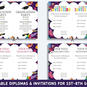 Editable 4th Grade Certificate, 1st to 8th Grade Diploma, Certificate ...