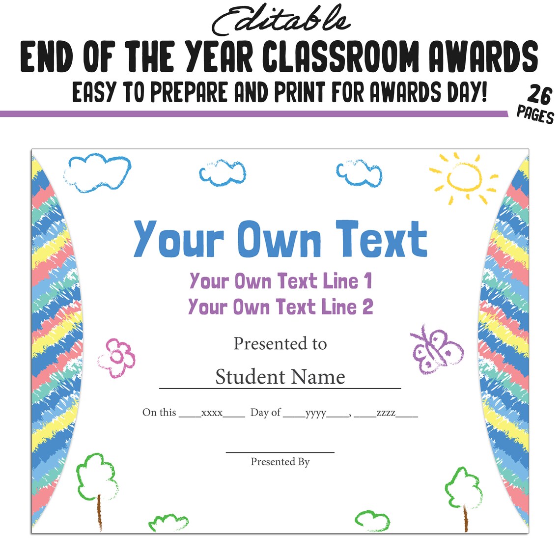 Editable End of Year Awards for Students, 26 Pages, PDF, Instant ...
