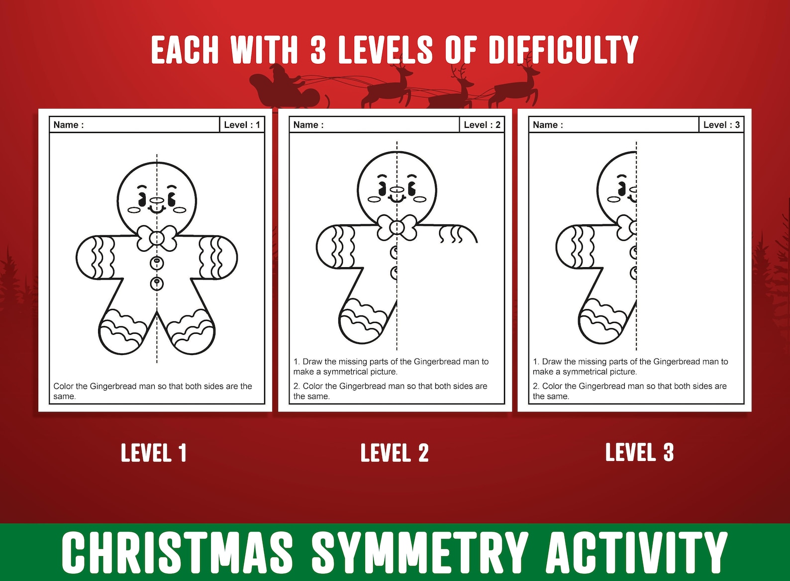 Christmas Symmetry Worksheet, Christmas Theme Lines of Symmetry ...