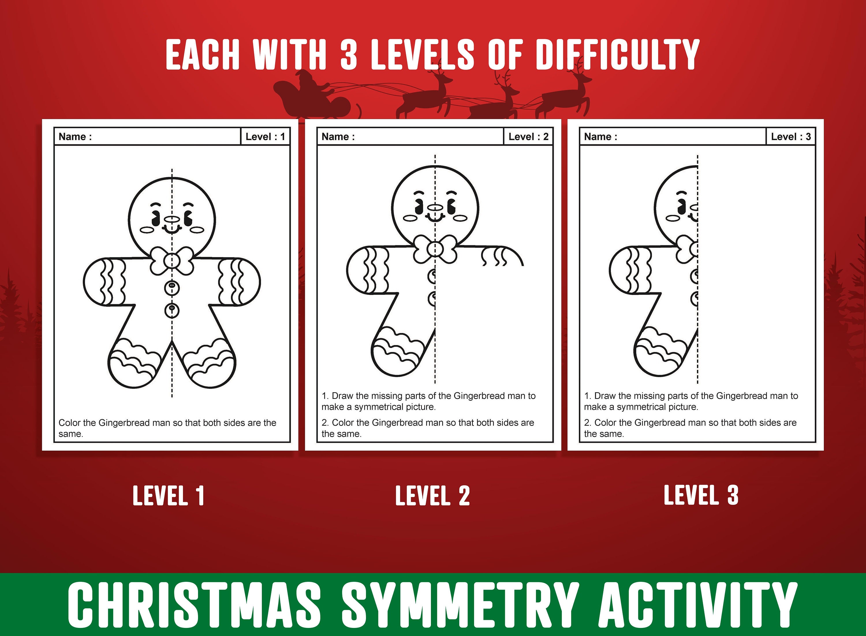 Christmas Symmetry Worksheet, Christmas Theme Lines of Symmetry ...