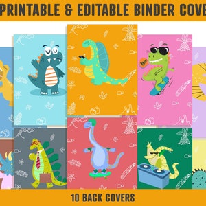 Dinosaur Binder Cover, 10 Printable & Editable Covers+spines, Binder ...