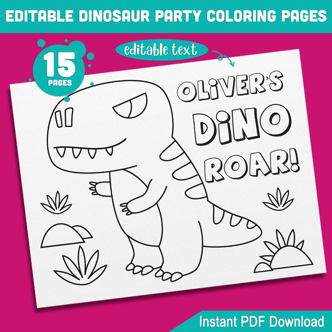 Editable Dinosaur Birthday Coloring Pages: 15 Fun Printable Sheets for ...