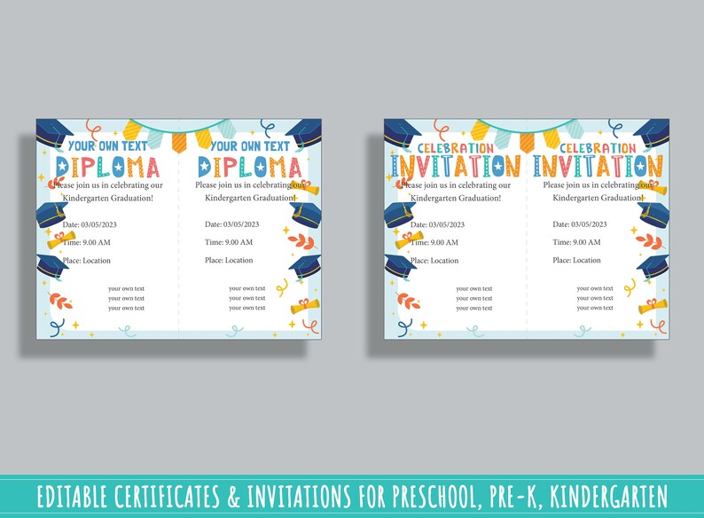 Kids' Fun Certificate and Invitation Collection: 37 Editable Pages for ...