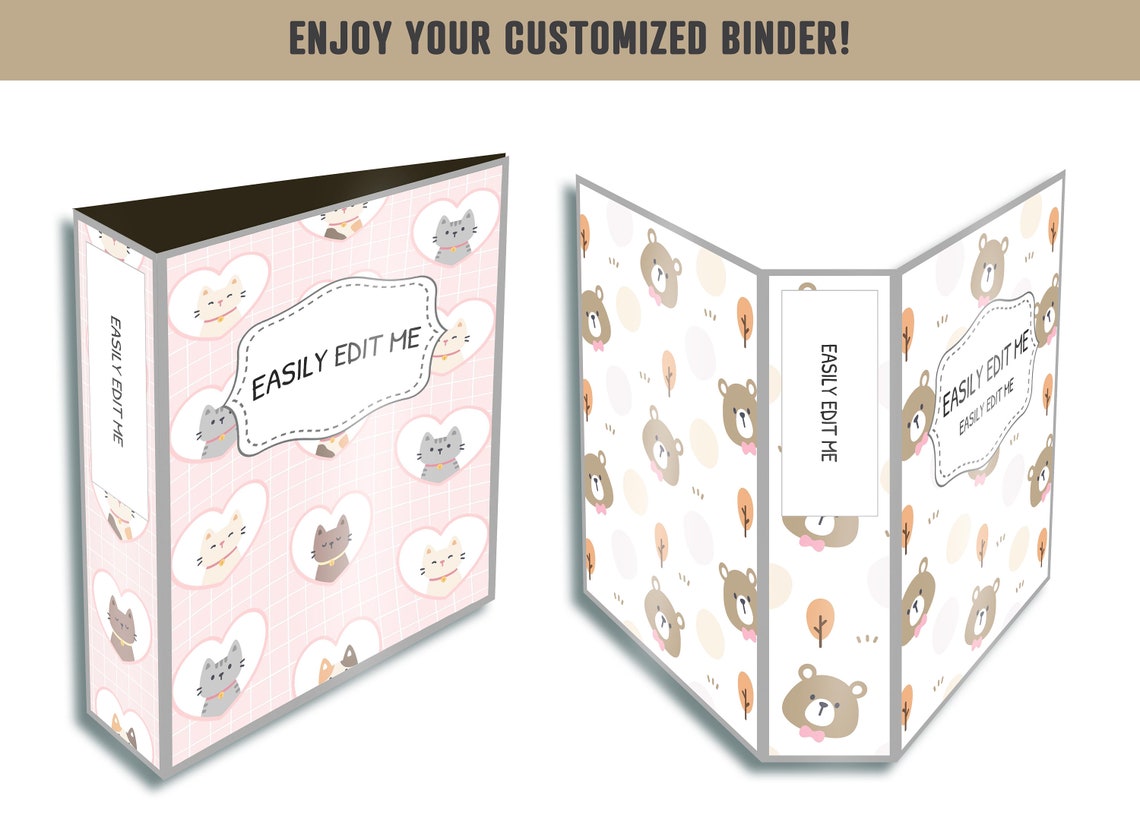 Binder Cover Animal 10 Printable & Editable Binder Covers and - Etsy