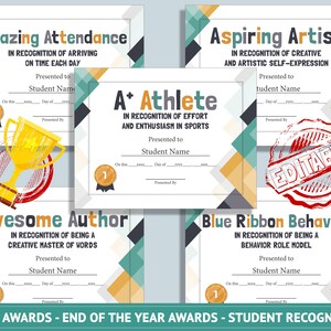 Editable Last Day of School Awards, End of the Year Awards, Student ...