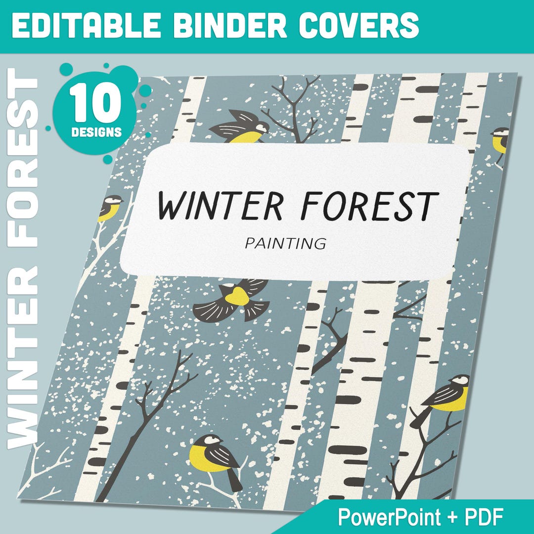 10 Editable Winter Forest Binder Covers, Includes 1, 1.5, 2" Spines ...