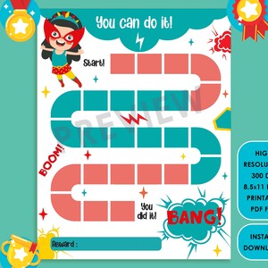 Printable Superhero Reward Chart for Kids, Comic-themed Behavior ...