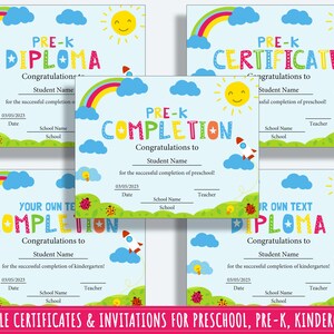 Kindergarten Milestones: Editable Completion Certificates, Diplomas ...