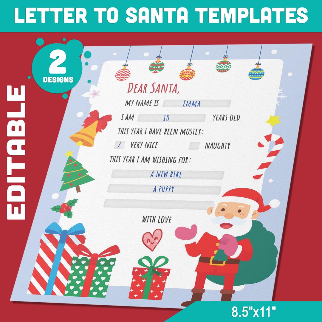 Magical Moments: Fillable & Blank Letter to Santa Writing Paper - Make ...