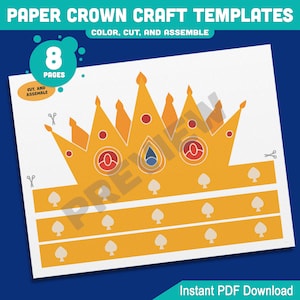 Paper Crown Craft Templates – Make-believe Monarch Fun With 4 King and ...