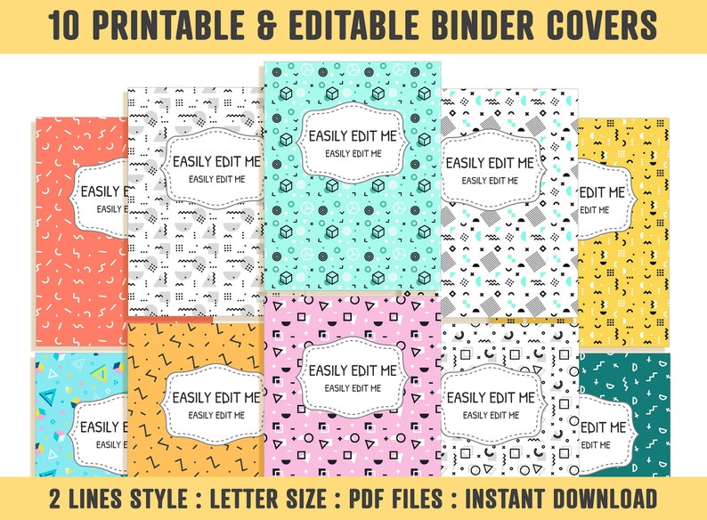 Binder Cover Printable, 10 Editable Covers+spines, Teacher Binder Cover ...