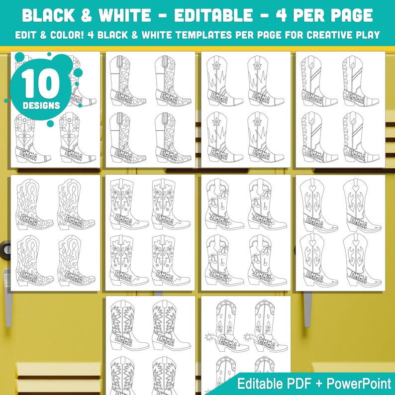 Editable Locker Labels (cubby Name Tags), Cowboy + Cowgirl Boots Themed ...