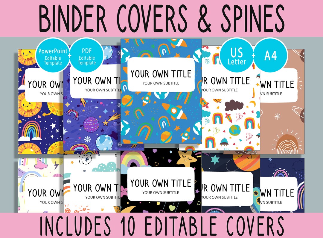 10 Editable Rainbow and Space Binder Covers Includes 1 1.5 - Etsy