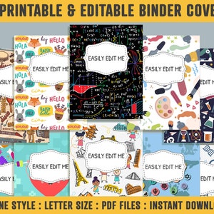 Subject Binder Covers, 10 Printable & Editable Binder Covers+spines ...