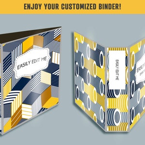 Geometric 3D Binder Cover, 10 Printable/editable Binder Covers+spines ...