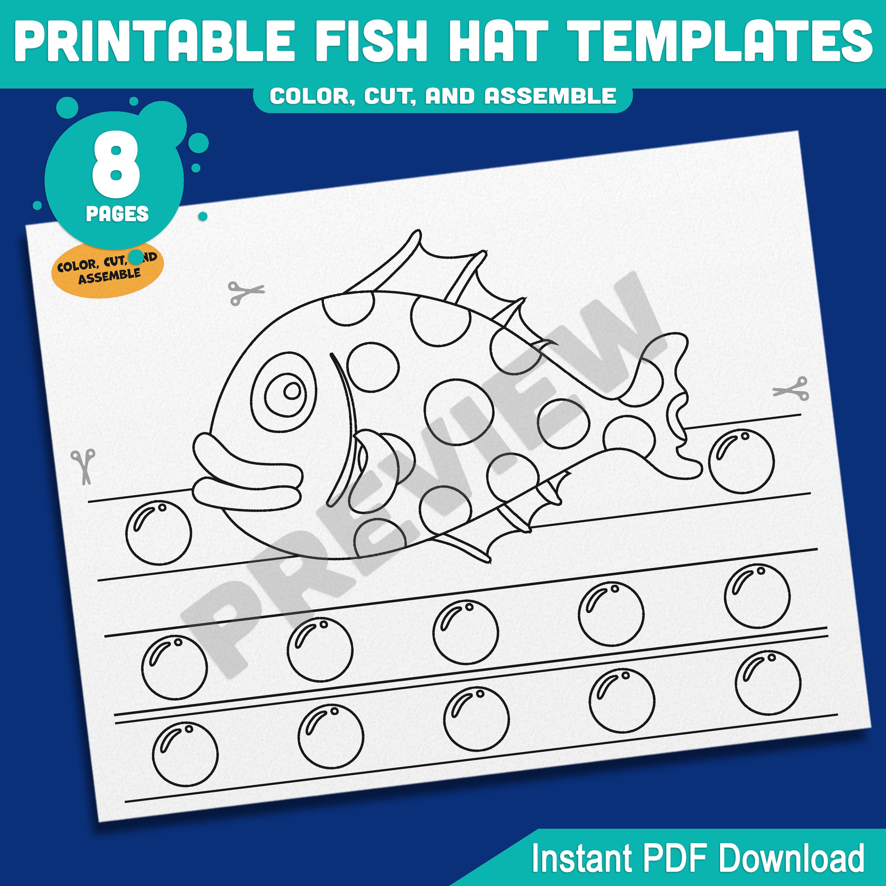 Printable Fish Crown Hat Templates – 8 Ocean-themed Headband Pages in ...