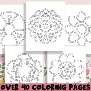 Flower Mandalas Coloring Book, 40 Printable Simple Spring Flower ...