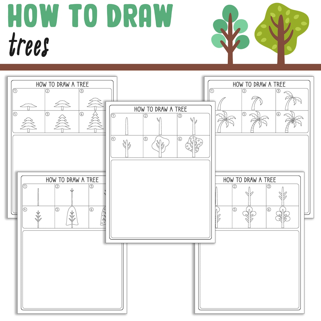 Learn How to Draw Trees, Directed Drawing Step by Step Tutorial ...
