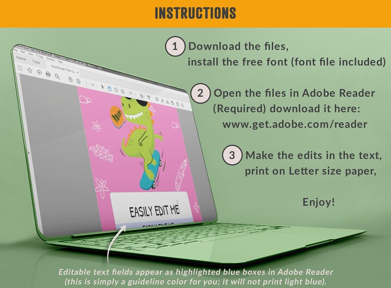 Dinosaur Binder Cover 10 Printable & Editable Coversspines - Etsy