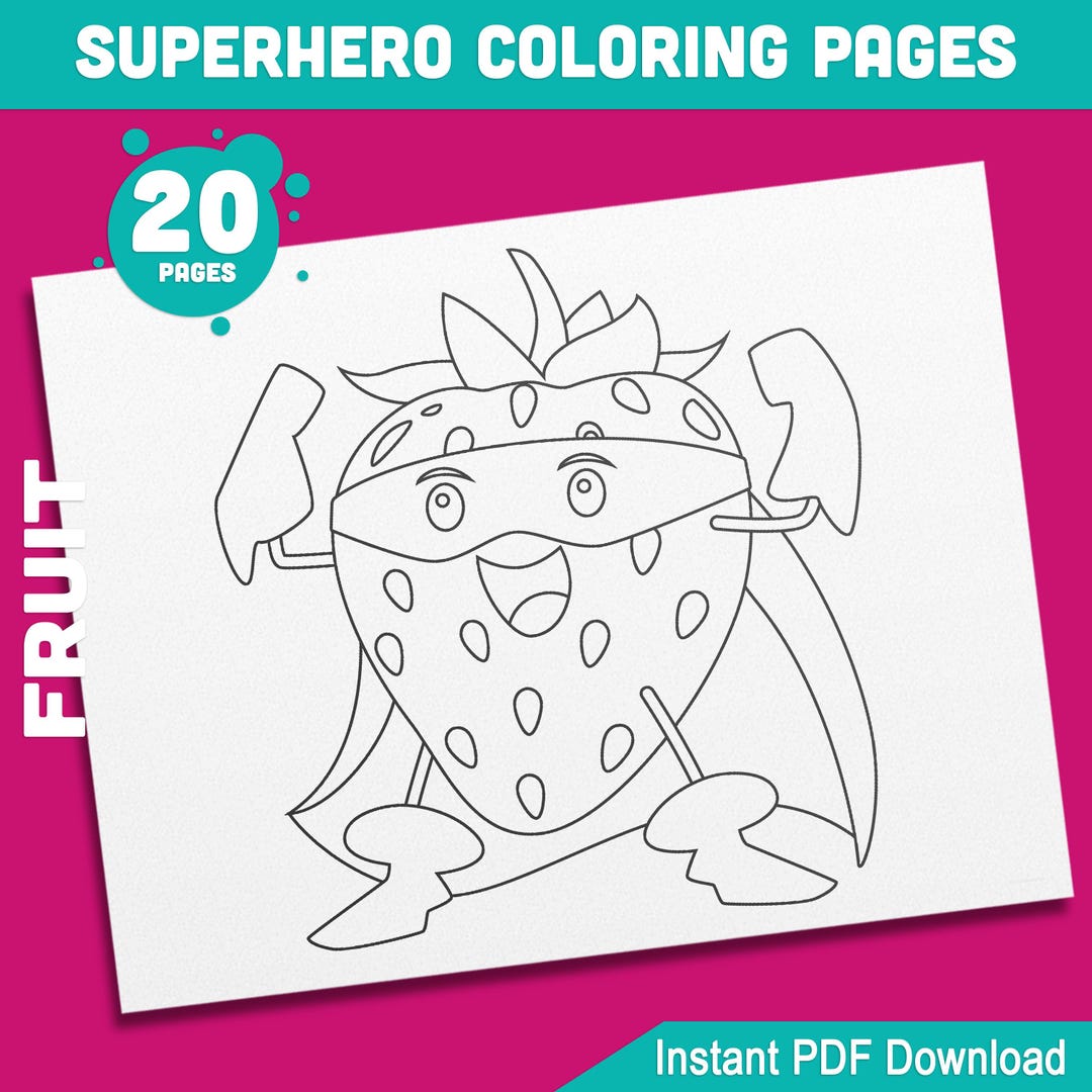 Fruit Superhero Coloring Pages: 20 High-resolution Fruity Heroes to ...