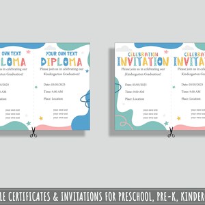 Customizable Preschool, Pre-k, and Kindergarten Graduation Diplomas ...