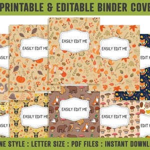 Autumn Patterns With Flowers and Animals Binder Cover, 10 Printable ...