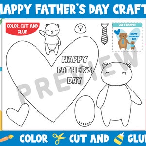 Happy Father's Day Craft Activity - Color, Cut, and Glue for Prek to ...