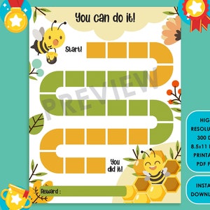 Charming Printable Bee Reward Chart for Kids, Honey Bee-themed Behavior ...