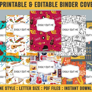 Musical Instruments Binder Cover, 10 Printable & Editable Binder Covers ...