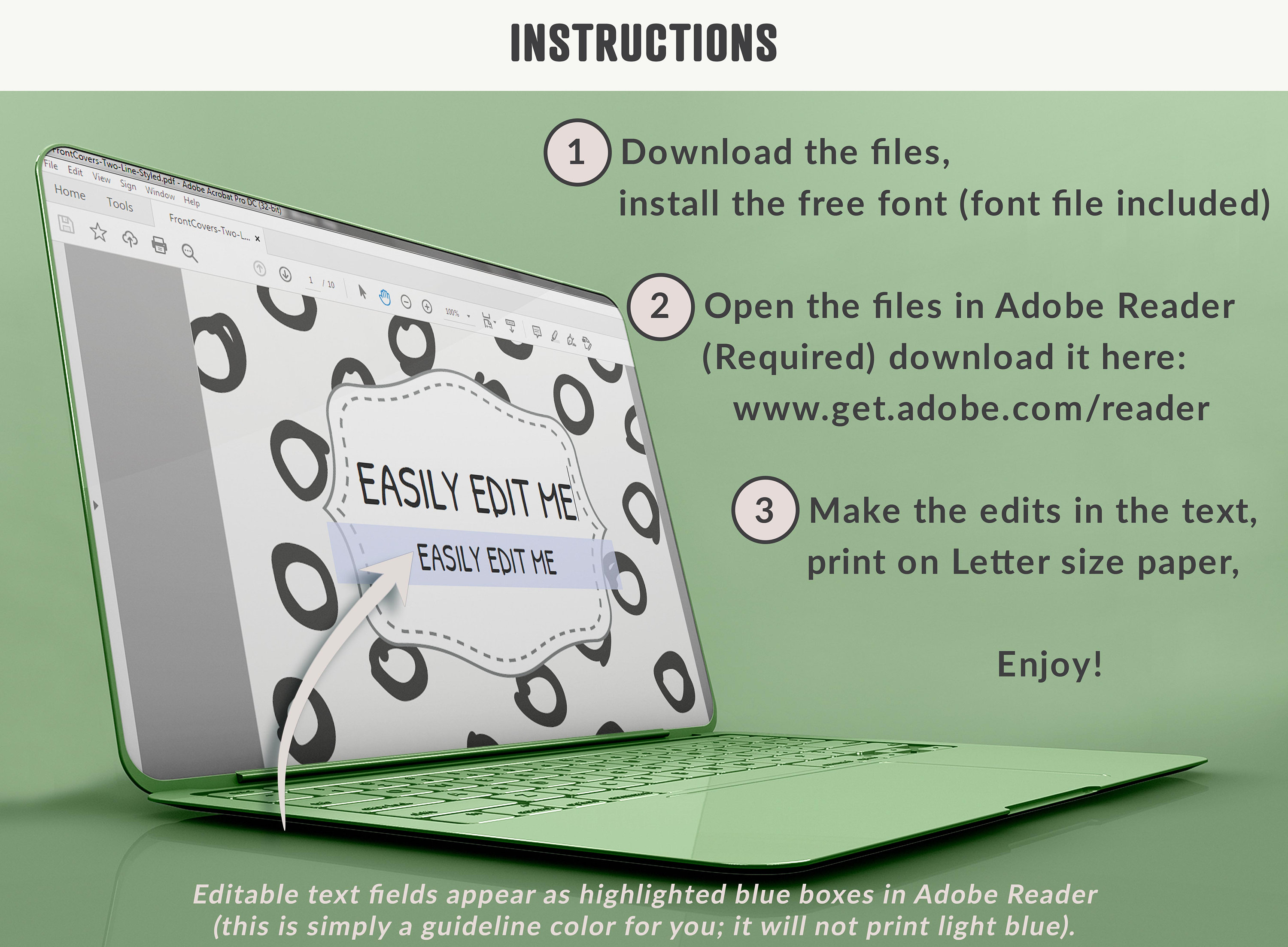 Binder Cover Printable Editable 10 Coversspines Binder - Etsy