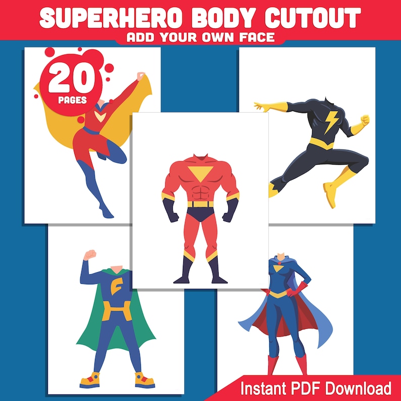 Superhero Body Cutout Templates, Add Your Own Face Activity for ...