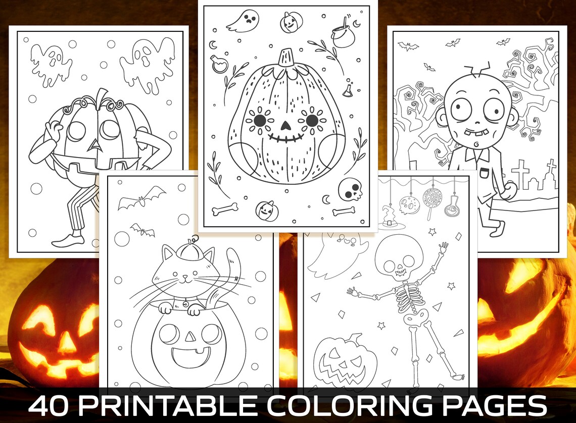 Halloween Activities for Kids 40 Printable Coloring Pages for - Etsy