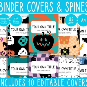 10 Editable Halloween Activity Binder Covers, Includes 1", 1.5",2 ...