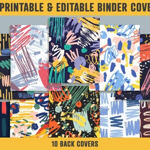 Abstract Doodle Pattern Binder Cover, 10 Printable & Editable Binder ...