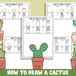 Learn How to Draw a Cactus, Directed Drawing Step by Step Tutorial + 5 ...