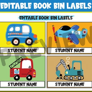 Editable Vehicle Book Bin Labels: 16 Customizable Designs for Perfect ...