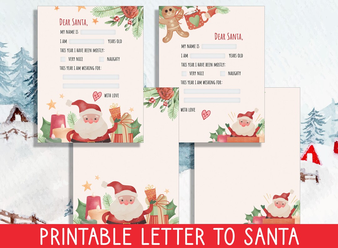 Dear Santa Wishes: Fillable & Blank Letter Templates for - Etsy