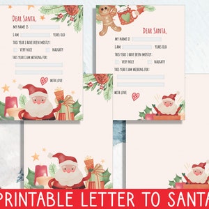 Dear Santa Wishes: Fillable & Blank Letter Templates for Festive Dreams ...