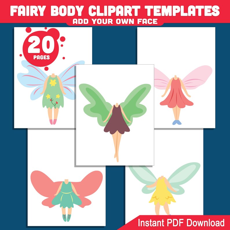 Fairy Body Clipart Templates: Add Your Photo Face, Magical Printable ...