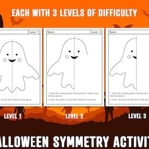 Halloween Symmetry Worksheet, Ghost, Halloween, Cauldron Lines of ...