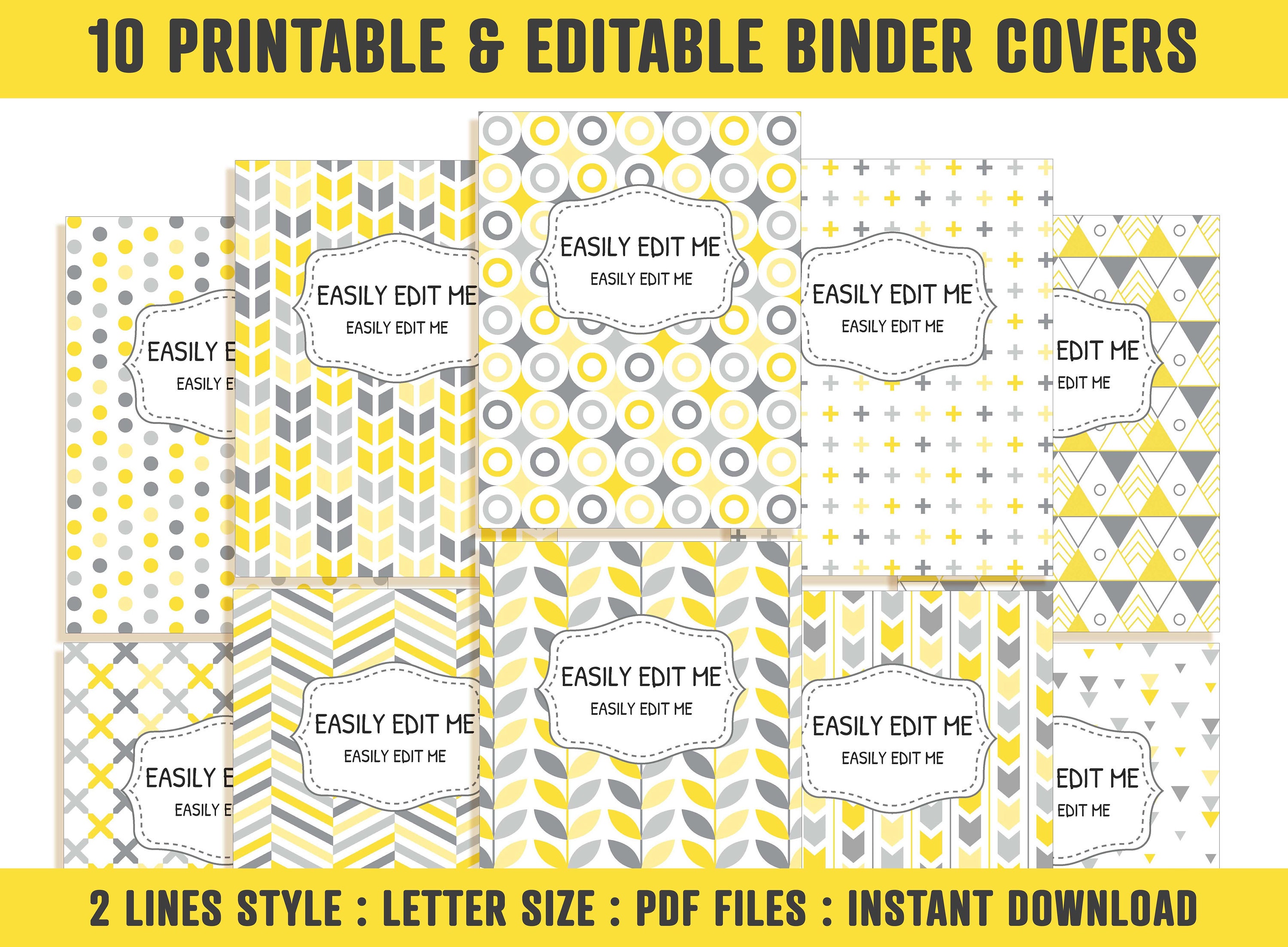 Binder Cover Printable Editable, 10 Coversspines, Binder Inserts ...
