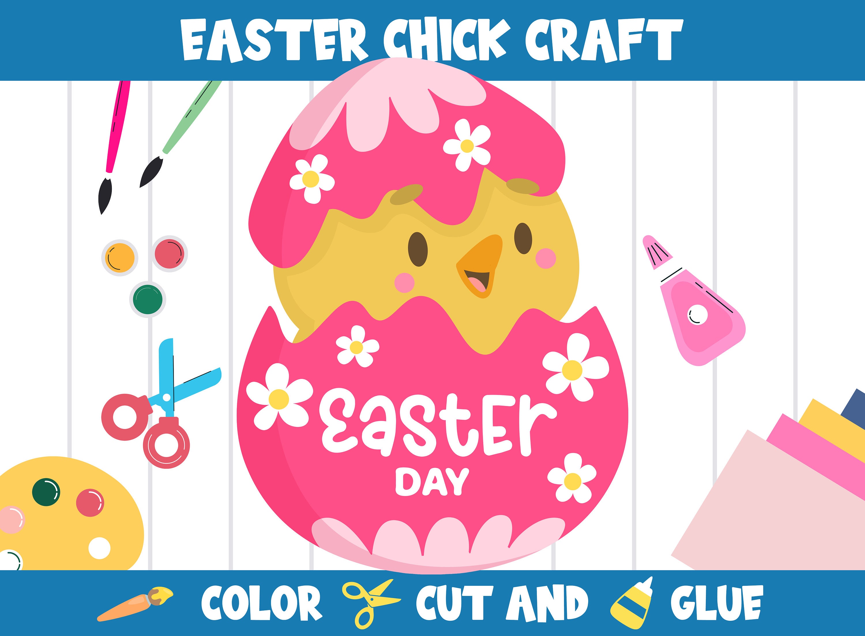 Printable Easter Chick Craft Activity - Color, Cut, and Glue for Prek ...