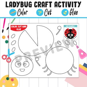 Ladybug Paper Craft Activity - Color, Cut, and Glue for Prek to 2nd ...