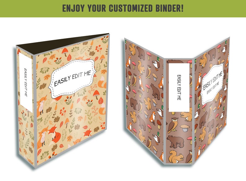 Autumn Patterns With Flowers and Animals Binder Cover, 10 Printable ...