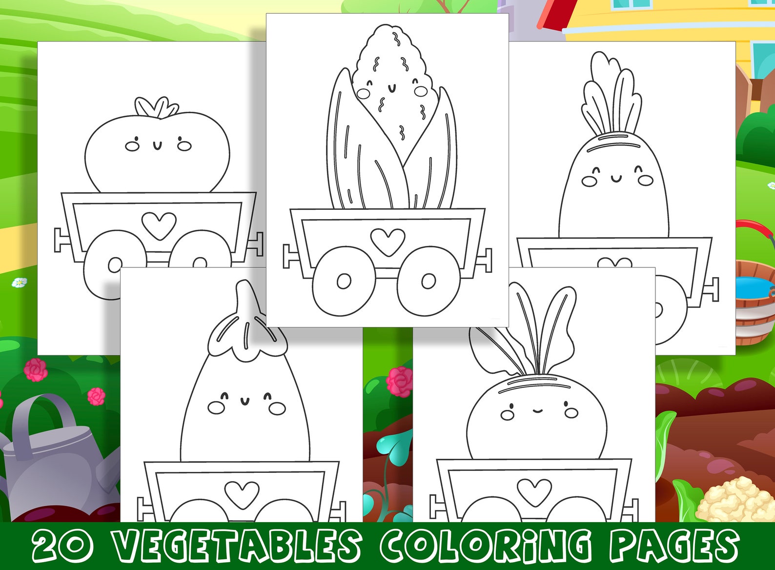 Fun and Educational Vegetable Coloring Pages for Preschool and - Etsy