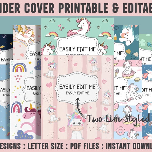 Binder Cover Printable 10 Coversspines Printable Editable - Etsy