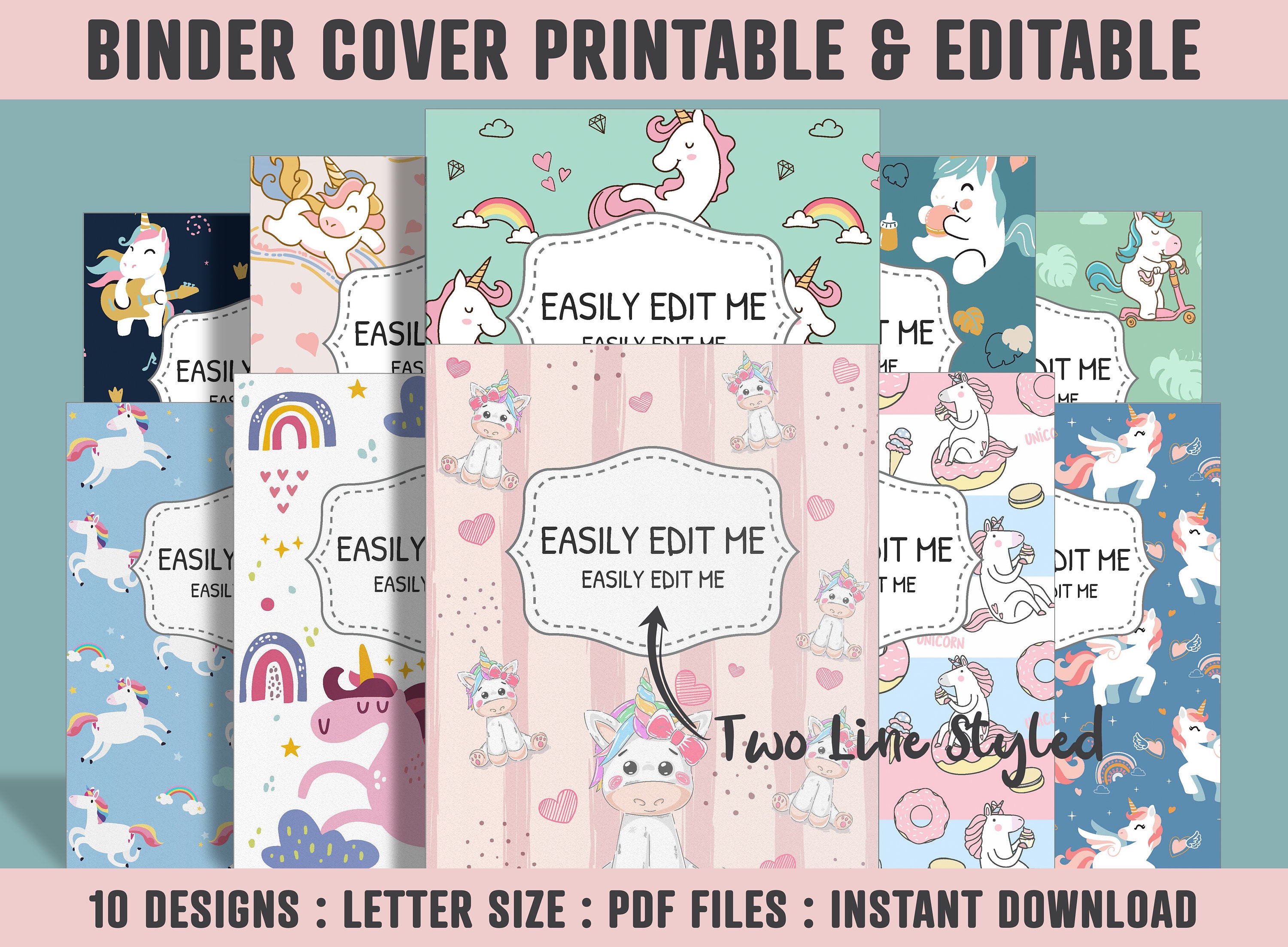 Binder Cover Printable 10 Coversspines Printable Editable | Etsy