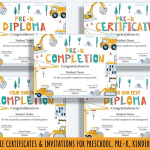 Constructing Success: 37 Editable Pages of Construction-themed Diplomas ...