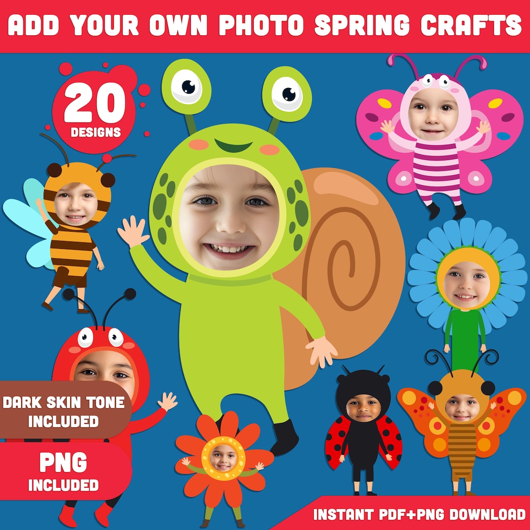 Add Your Own Face Spring Photo Body Clipart Templates: Designs for Kids ...