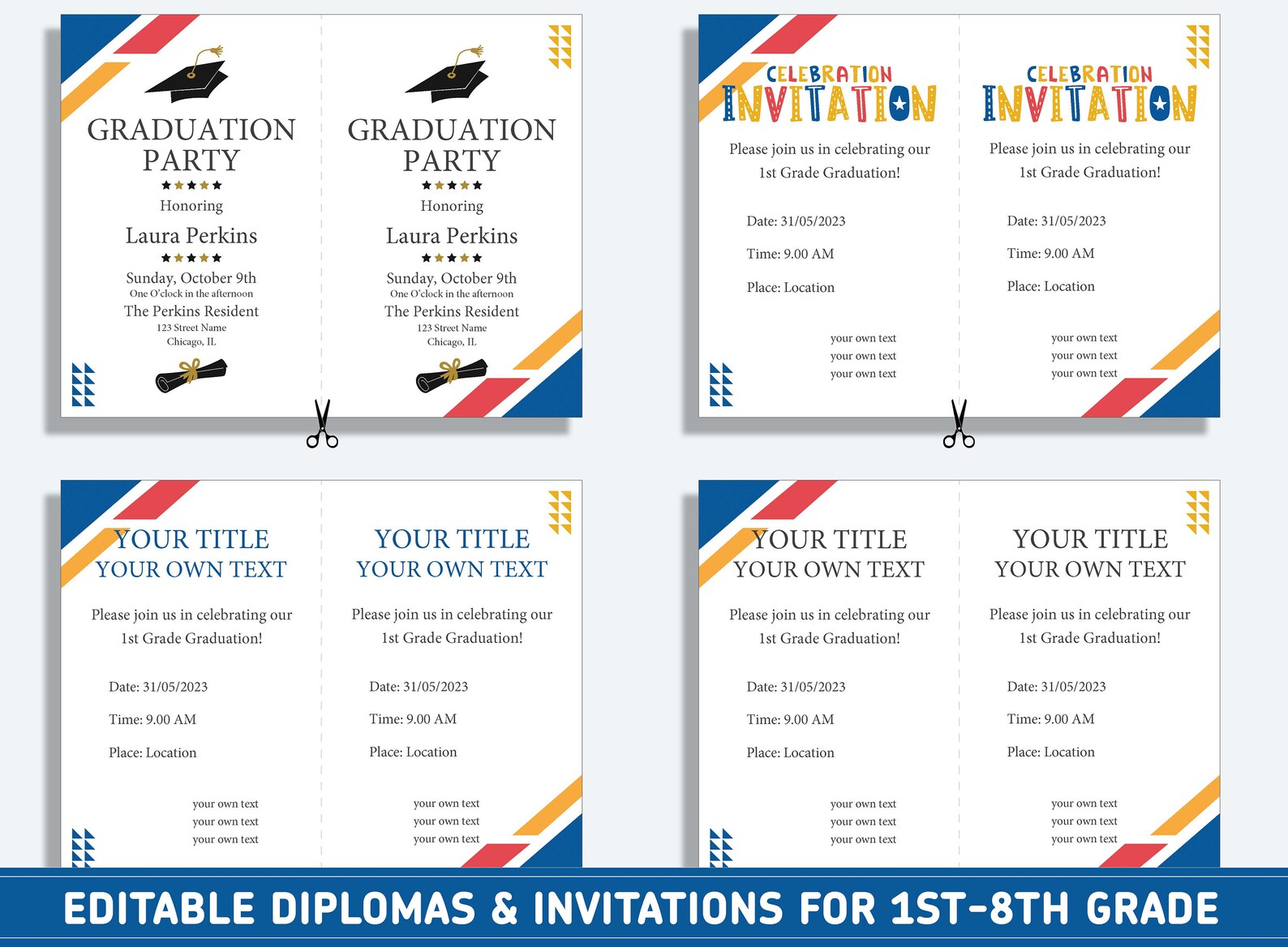 Editable 4th Grade Awards, 1st to 8th Grade Diploma, Certificate of ...